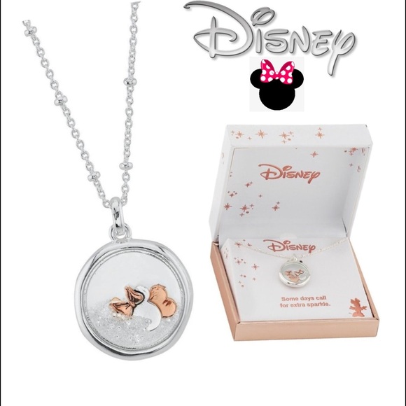 Disney | Jewelry | Disney Minnie Mouse Silver Rose Gold Glitter Shaker ...